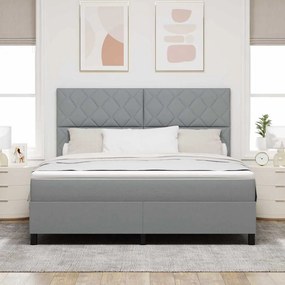 Postel s boxspringem s čelo Světle šedá 180 x 200 cm textil 3339483