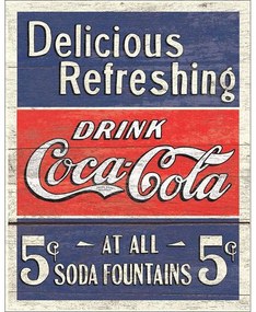 Plechová cedule Coca Cola - Delicious 5 Cents 32 cm x 40 cm
