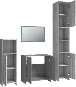 4dílný set koupelnového nábytku šedý sonoma kompozitní dřevo 3154404