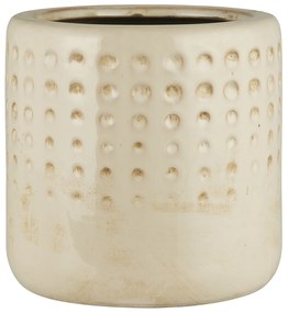 IB LAURSEN Keramický obal na květináč Frida Glossy Glaze Cream 15,5 cm, krémová barva, keramika