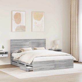Rám postele s čelo Šedá Sonoma 160 x 200 cm Inženýrské dřevo 3411101