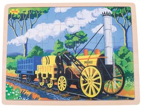 Bigjigs Toys Dřevěné puzzle- Historický vlak Rocket, 35 dílků