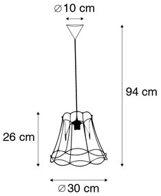 Retro závěsné svítidlo černé 30 cm - Granny Frame