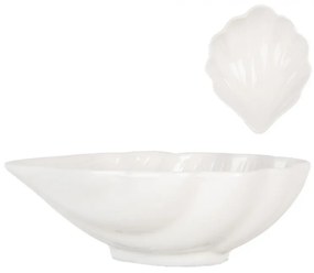 Bílá porcelánová miska ve tvaru mušle – 12x10x4 cm