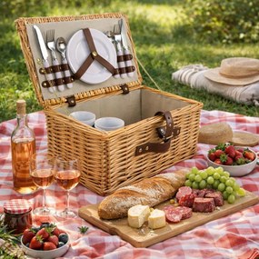 Arôme Piknikový koš pro 4 osoby Natur, 40 x 28 x 20 cm