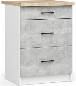 Kuchyňská skříňka Olivia S60 3SZ bílá/beton