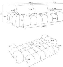 Tmavě šedá žinylková rozkládací/s úložným prostorem pohovka 278 cm Everest – Bobochic Paris