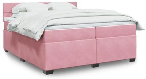Box spring postel s matrací růžová 200x200 cm samet 3286407