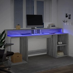 Psací stůl s LED šedý sonoma 200 x 55 x 91 cm kompozitní dřevo 3309443
