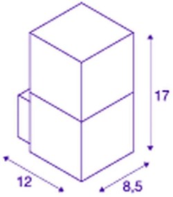SLV 231205 Grafit, hranaté nástěnné svítidlo, 1x11W E27, antracit, výška 17cm, IP44