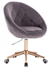 LuxuryForm DESIGN Otočné křeslo VERA VELUR na zlaté podstavě s kolečky - tmavě šedé