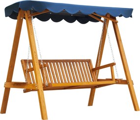 Outsunny dřevěná houpačka pro 3 osoby s plachtou 210x 130x 185cm | Aosom