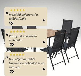 Vikio Zahradní set 140x80 pro 6 osob skládací židle V136-P2 přírodní