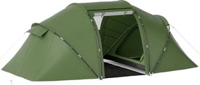 Rodinný stan Outsunny pro 4-6 osob - skládací a lehký s voděodolnou taškou na pláž, do parku či na pěší turistiku 430x240x170 cm Zelený | Aosom