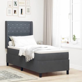 Postel s boxspringem s matrací Tmavě šedá 80 x 200 cm samet 3341925