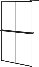 Zástěna do průchozí sprchy s policí černá 118x190 cm ESG/hliník 3185487
