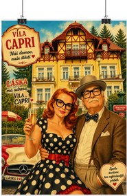 Srdcem darované Veselá osobní ilustrace na přání – Tištěný plakát A3 Varianta grafického zpracování:: Pin Up