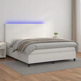 Fionshop 264254688 Box spring postel s matrací a Led bílá 180x200 cm uměl
