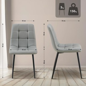 Jídelní židle Antibes umělá kůže – světle šedá