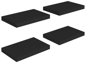 vidaXL Plovoucí nástěnné police 4 ks černé 40 x 23 x 3,8 cm MDF