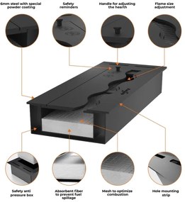 InFire - Vestavěný BIO krb 7,5x60 cm 3,5kW černá