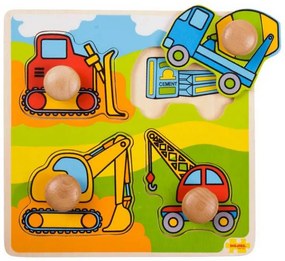 Bigjigs Toys Vkládací puzzle stavební stroje