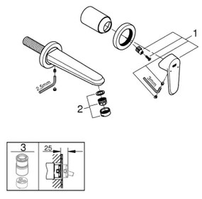 GROHE 19573002 - Umyvadlová dvouotvor. bat. EURODISC COSMOPOLITAN 11x17 cm chrom