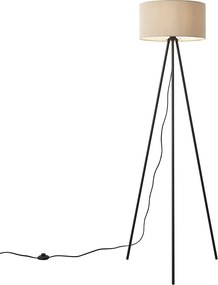Moderní stojací lampa na trojnožce v barvě taupe se sametovým stínidlem - Luz