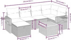 7dílná zahradní sedací souprava s poduškami černá polyratan 3264947