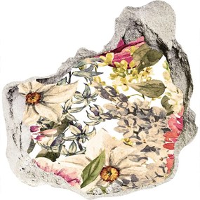 Wallmuralia Nálepka 3D díra samolepící Květinový vzor 75x75 cm