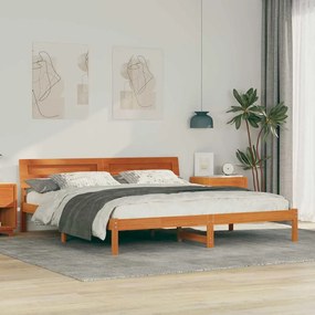 Rám postele s čelo Hnědá 200 x 200 cm Masivní borové dřevo 3385744