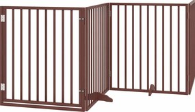 Zábrana pro psy s dvířky skládací 8 panelů hnědá 640 cm topol 3155582