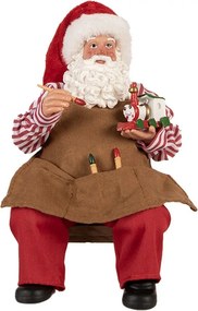 Červená vánoční dekorace figurka Santa Claus malující mašinku - 13*10*28 cm