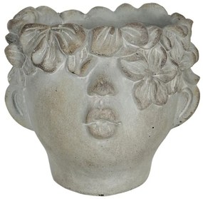 Květináč v designu busty hlavy s květinami Tete – 16x15x13 cm