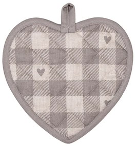 Šedo-bílá bavlněná chňapka / podložka pod hrnec se srdíčky Love It – 20x20 cm