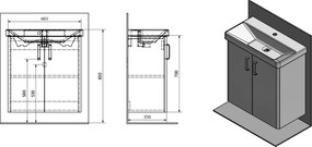 Sapho Theia umyvadlová skříňka 66 x 70 x 35 cm bílá TH072-3030 Koupelny Bernold