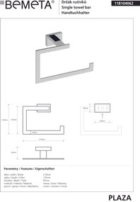 Bemeta Design PLAZA: Držák ručníků, kruhový -