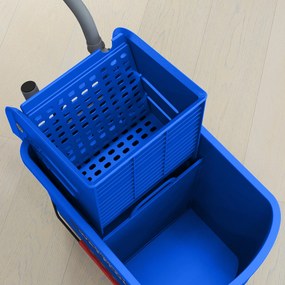 HOMCOM Úklidový vozík mycí kbelík pro domácnost 20 l s odstředivkou a odlučovačem čisté špinavé vody modrý 60L x 27W x 70,5H cm