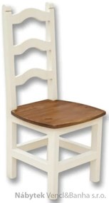 dřevěná rustikální stylová jídelní židle z masivního dřeva borovice Mexicana SIL04bíla/dub euromeb