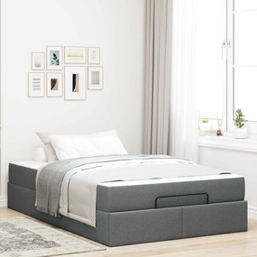 Rám postele s matrací 2 ks Tmavě Šedá textil 3399474