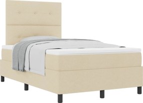 Postel s boxspringem s čelo Krémová 120 x 190 cm textil 3339376