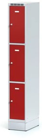 Alfa 3 Šatní skříňka s úložnými boxy na soklu, 1920 x 300 x 500 mm, 3 boxy, otočný zámek, červené dveře