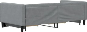 Válenda s přistýlkou a zásuvkami světle šedá 90 x 190 cm textil 3196624
