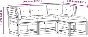 vidaXL 4dílná zahradní sedací souprava s poduškami masiv borovice [3216912] Barva: Bílá