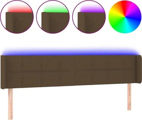 Čelo postele s LED tmavě hnědé 183 x 16 x 78/88 cm textil 3123253