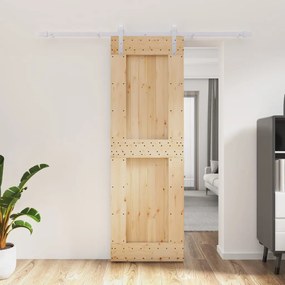 Posuvné dveře s kováním 70 x 210 cm masivní borové dřevo,  3203032