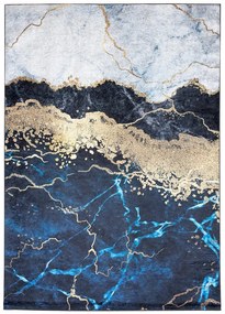 Modrý módní koberec s abstraktním vzorem Šířka: 80 cm | Délka: 150 cm
