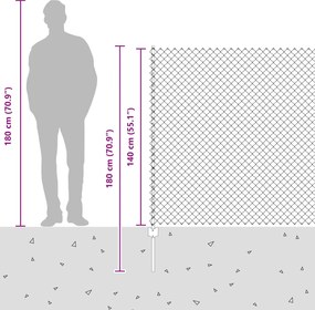 Plot s řetězovým odkazem a sloupkem 10 x 1,4 m Zelená Síťovina 3336234