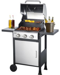 Multifunkční plynový BBQ gril DMS Germany GB-P300D-H / 3 hořáky / nerez