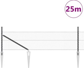 Hexagonální plot s podpěrou 25 x 0,8 m Ocel potažená PVC Šedá 3353231